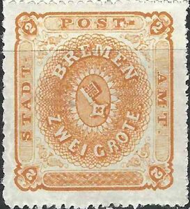 Stamp: Bremen coat of arms (Bremen(Bremen key in oval, Stadt-Post-Amt ...