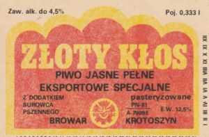 Drink Label: Zloty klos (Browar Krotoszyn, PolandCol:PL-BEER-009650