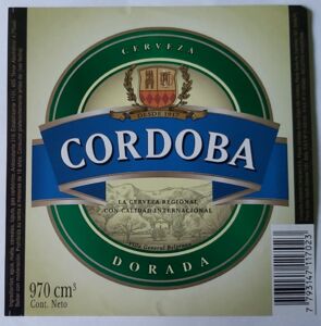 Drink Label: Cordoba Dorada (Compañia Industrial Cervecera Argentina ...
