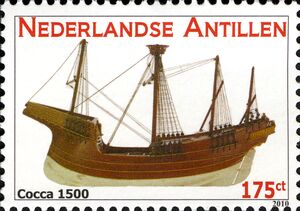 Stamp: Cocca 1500 (Netherlands Antilles) (Sailing ships) Mi:AN 1850,Sn ...