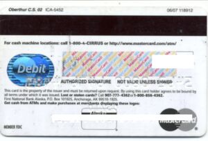 Bank Card: First National Bank Alaska MasterMoney Card (First National ...