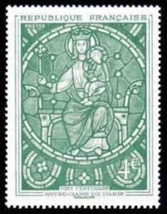 Stamp: Stained Glass Window Type of 1964 (France(Notre Dame De Paris in ...