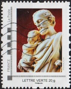 Stamp: Statue looks like Joseph and Jesus (France: Personalized stamps ...