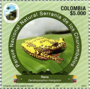Stamp: Triangle Tree Frog (Dendropsophus triangulum) (Colombia(National ...