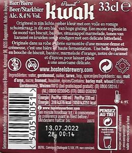 Drink Label: Pauwel Kwak (Brouwerij Bosteels, BelgiumCol:BE-BEER-028046
