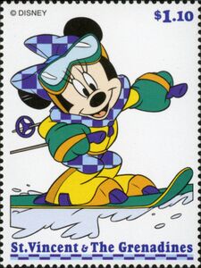 Stamp: Minnie practising Snow Surf (Saint Vincent & The Grenadines ...