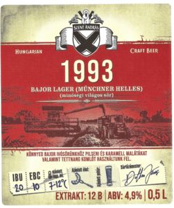 Drink Label: 1993 (Szent András Sörfözde, HungaryCol:HU-BEER-002194