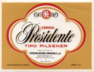 Etiqueta de bebida: Prezidente pilsner (Cervecería Nacionál Dominicana ...