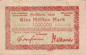 Banknote: 1 Million Mark (Rheinland(Rheinbach) Kel:4551a.3