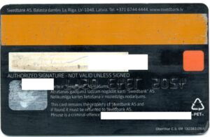 Bank Card: Swedbank 09.11 (Swedbank, LatviaCol:LV-VI-0035.03