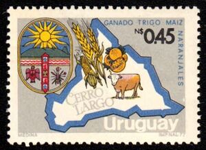 Stamp: Map and arms of Cerro Largo (Uruguay(Coats of Arms - Departments ...
