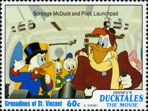 Stamp: Uncle Scrooge, pilot Launchpad and the Nephews (Grenadines of St. Vincent(Disney Cartoon ...