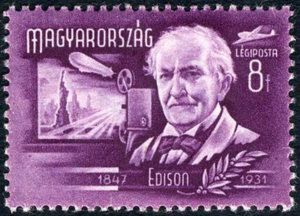Stamp: Thomas Alva Edison (1847-1931) various inventions (Hungary ...