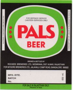 Drink Label: Pals beer (Rochees Brewing, India, RepublicCol:IN-BEER-000034