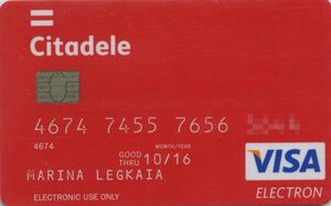 Bank Card: Citadele VE (Citadele, LatviaCol:LV-VE-0056