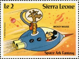 Stamp: Mickey Mouse and a Giraffe (Sierra Leone(Disney Space Ark ...