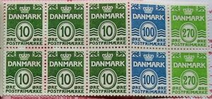 Stamp: Numerals and Wavy Lines (Denmark(Wavy Lines (NO Hearts / LINED ...