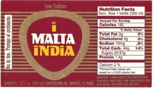 Drink Label: Malta India (India Brewery, Puerto RicoCol:PR-BEER-000005 🏷️
