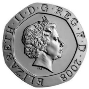 Coin: 20 Pence (Shield of the Royal Arms puzzle 5/6) IRB (United ...