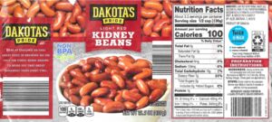 Food Label: Dakota's Pride Kidney Beans (ALDI, Inc, United States of ...