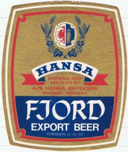 Drink Label: Fjord Export Beer (Hansa Borg Brewery, NorwayCol:NO-BEER ...