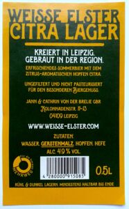 Drink Label: Weisse Elster Citra Lager (Privatbrauerei Bergt, Germany ...