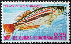 Stamp: Black-banded Rainbowfish (Melanotaenia nigrans) (Equatorial ...
