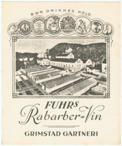 Drink Label: Fuhrs Rabarber~Vin (Fuhr-Grimstad gartneri, NorwayCol:NO ...