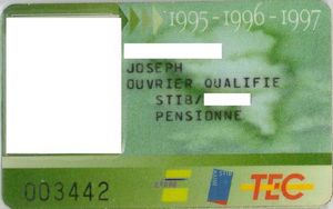 Transport Ticket: Retired card (STIB - MIVB, Belgium(Subscription cards ...