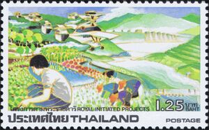 Stamp: Terrace farming, Irrigation dam (Thailand(National Development ...