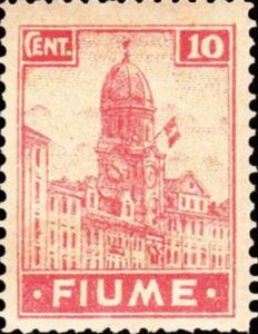 Stamp: Clock-tower of the City Hall in Fiume (Fiume(Definitives (1919 ...