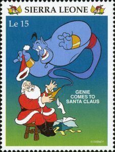 Stamp: Genie comes to Santa Claus (Sierra Leone(Disney - Christmas 1996 ...