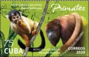 Stamp: Monkeys (Cuba) (Primates (2020)) Col:CU 2020-01b