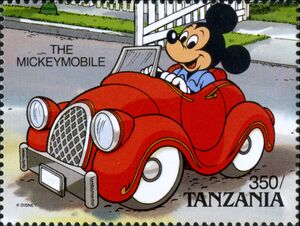 Sello: Mickey Mouse in the Mickeymobile (Tanzania(Disney - Motor cars ...