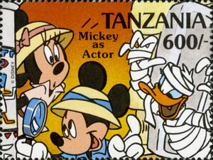 Stamp: Minnie, Mickey as archaeologists in Egypt (Tanzania(Disney ...