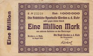 Banknote: 1 Million Mark (German Notgeld(Werden a. Ruhr) Kel:5551e.2