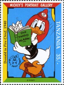 Stamp: Donald Duck in Fire Chief, 1940 (Tanzania(Disney - Mickey's ...
