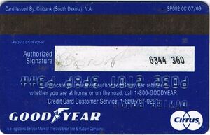 Bank Card: Goodyear (Citibank, United States of AmericaCol:US-GM-0358