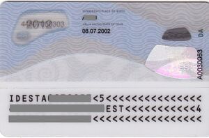 การ์ดใช้งานจำเพาะ: Identity card (Personal Identification, เอสโตเนีย ...