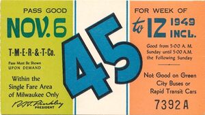 交通チケット: 1949 Week 45 (T.M.E.R.&T.Co, アメリカ合衆国(Weekly Ticket) Col:US ...