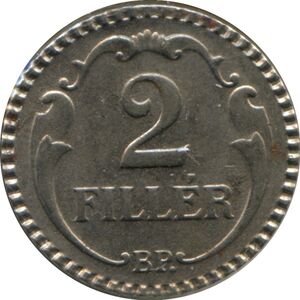 コイン: 2 Fillér (Reeded rim) (ハンガリー(1920~1944 - Monarchy (Pengo)) Col:HU ...