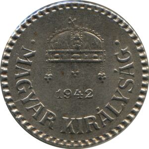 コイン: 2 Fillér (Reeded rim) (ハンガリー(1920~1944 - Monarchy (Pengo)) Col:HU ...
