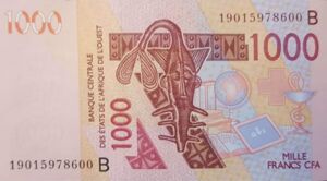 Banknote: 1,000 Francs CFA (West African States(B for Benin (Dahomey ...