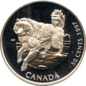 Coin: 50 Cents (Canadian Dogs - eskimo dog) (Canada(1997 - Canadian ...