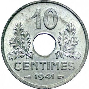 Moeda: 10 Centimes (21mm, heavy (2,65gr) to thick flank (1,5mm ...