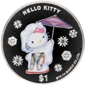 Moneda: 1 Dollar (30th Anniversary Hello Kitty - White kimono) (Islas ...