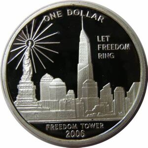 Coin: 1 Dollar (Twin Towers/Freedom Tower - WTC Recovery Silver) (Cook ...