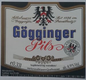 Drink Label: Gogginger Pils (Adlerbrauerei Göggingen, Germany, Federal ...