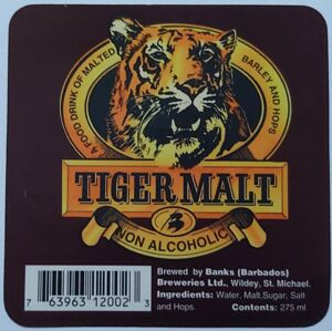 Etiqueta de bebida: Tiger Malt (Banks Barbados Breweries LTD ...