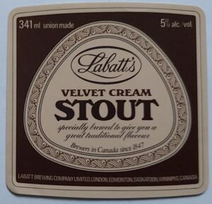 Drink Label: Stout Velvet Cream (Labatt Brewing Co., CanadaCol:CA-BEER ...